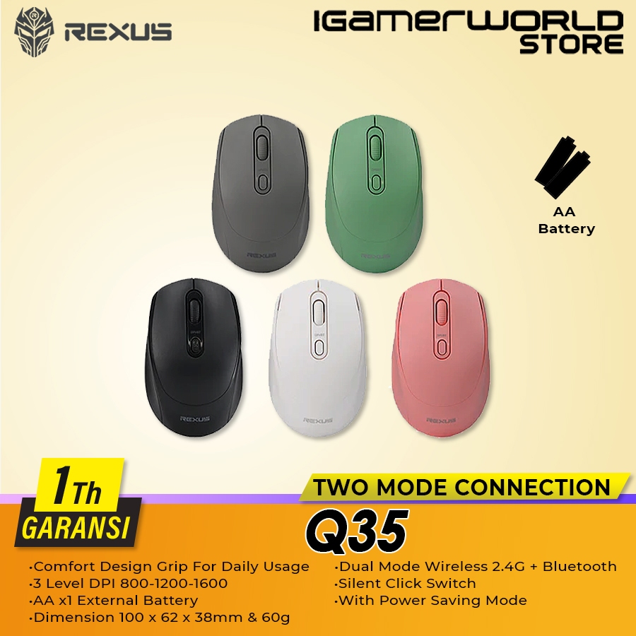 Jual Rexus Q35 Silent Click Mouse Office Wireless Bluetooth Mouse ...