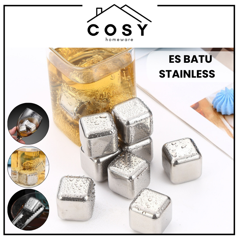 Jual COSY Es Batu Stainless Reuseable Ice Cube Bentuk Kotak Persegi Ice ...