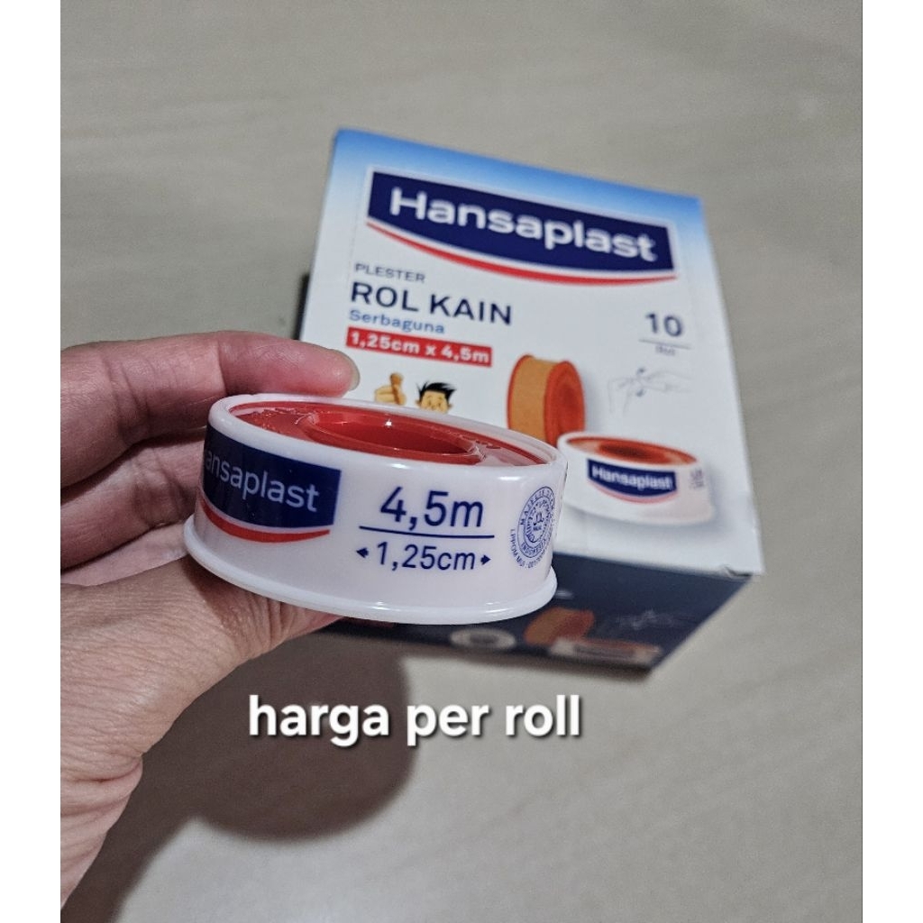 Jual HANSAPLAST plaster plester kain roll lebar 1.25cm 100cm 1m / 4.5m | Shopee Indonesia