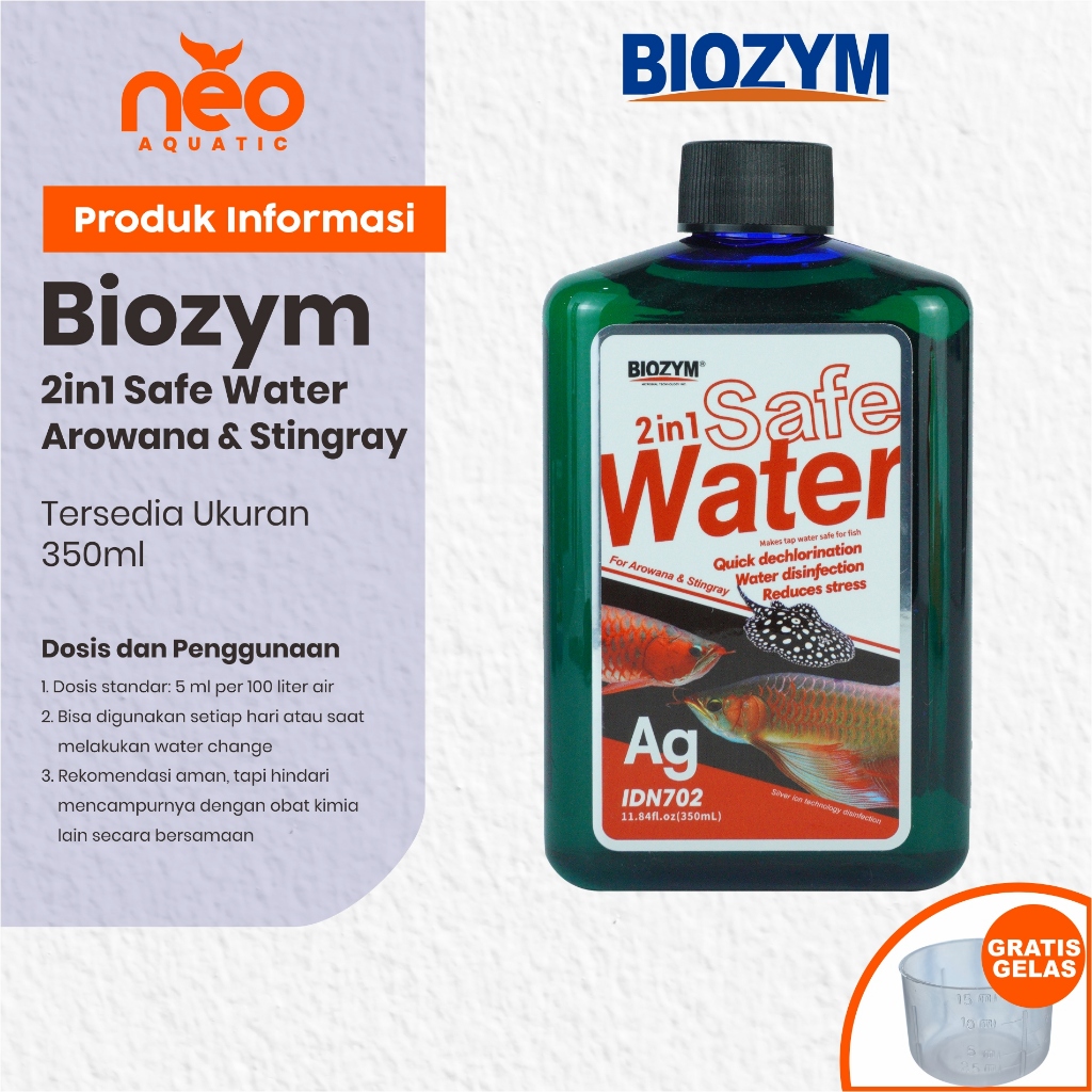 Jual BIOZYM 2in1 Safe Water + Ag for Arowana & Stingray - 350ml (Gratis Gelas Pertransaksi ...