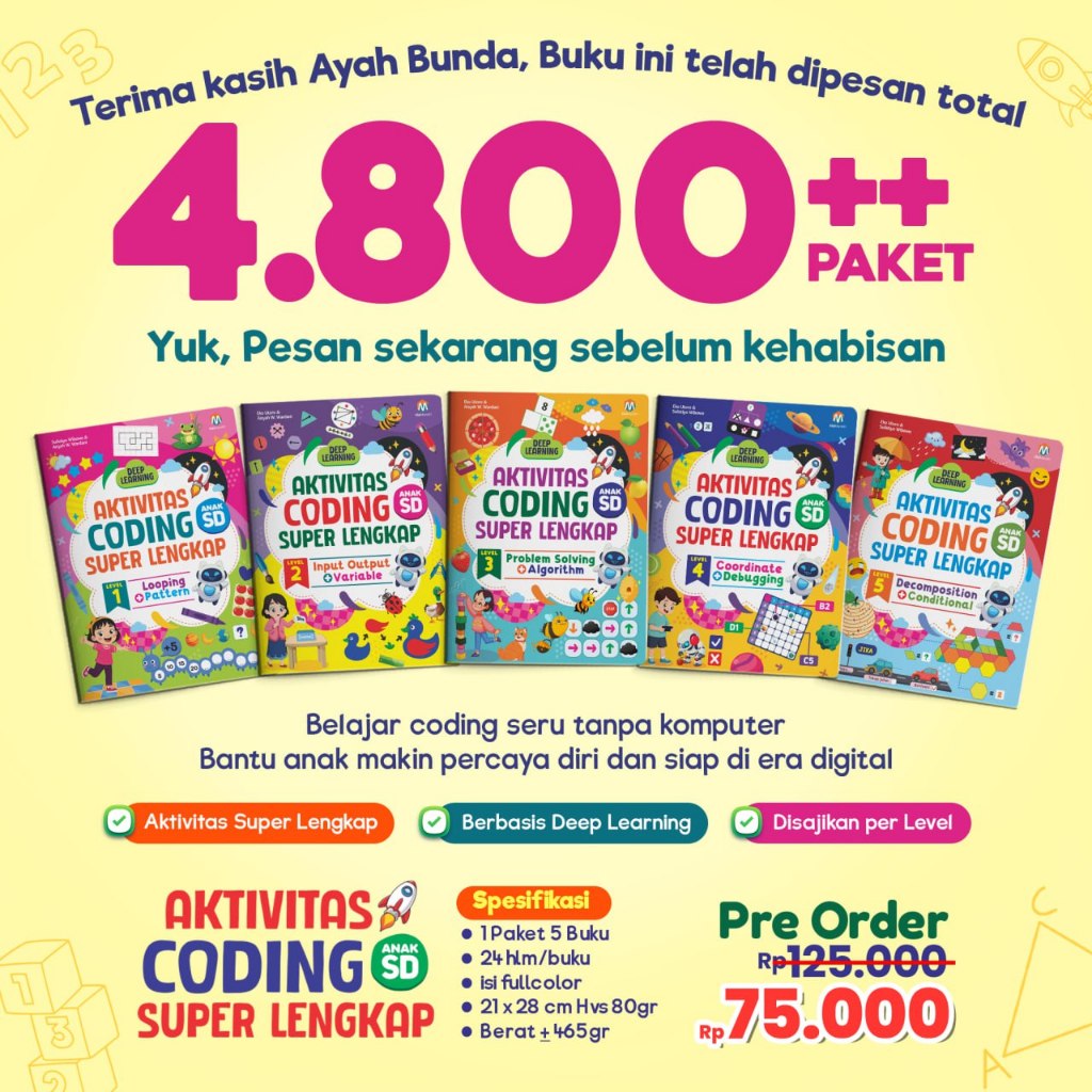 Jual ISI 5 Buku - Paket Aktivitas Coding Super Lengkap Untuk Anak SD Full Color Visi Mandiri ...