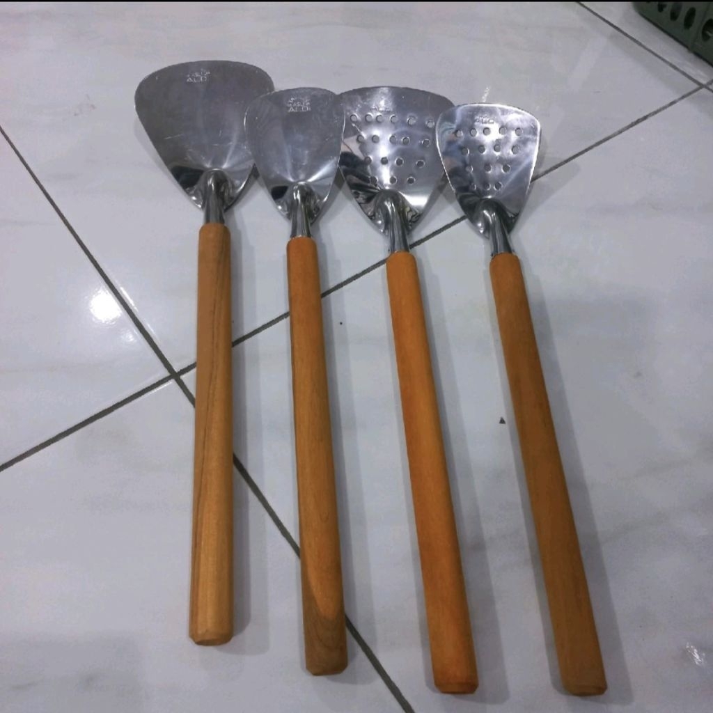 Jual Sotil/spatula besar/sodet stainless ukuran besar gagang kayu ...
