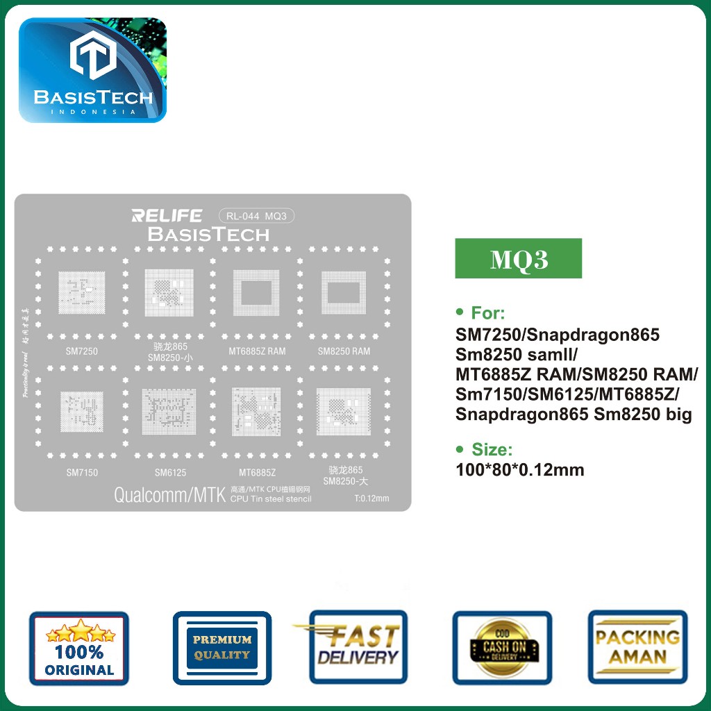 Jual STENCIL PLAT CETAKAN IC BGA REBALLING RELIFE RL-044 MQ3 - SM7250 - SNAPDRAGON 865 SM8250 ...