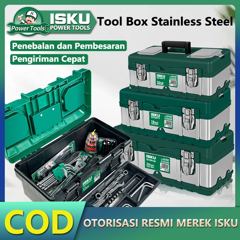 Jual ISKU 20 Inch Stainless Steel Tool Box - Large Capacity Toolbox ...