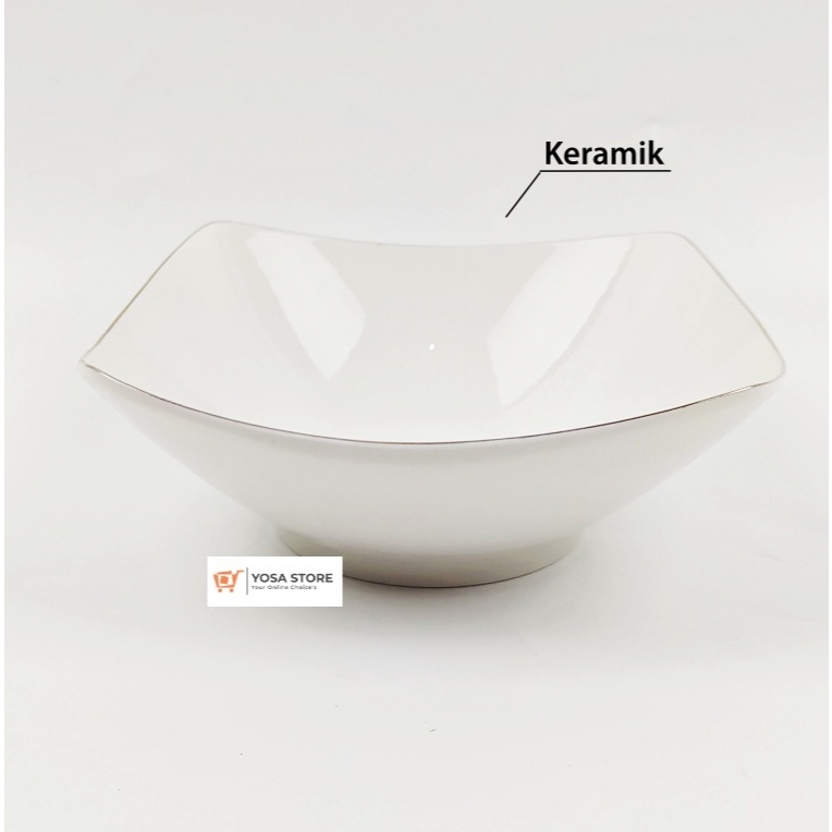 Jual Mangkok Keramik Segi Empat Putih Polos 6 Inch Kedaung - 1Pcs ...