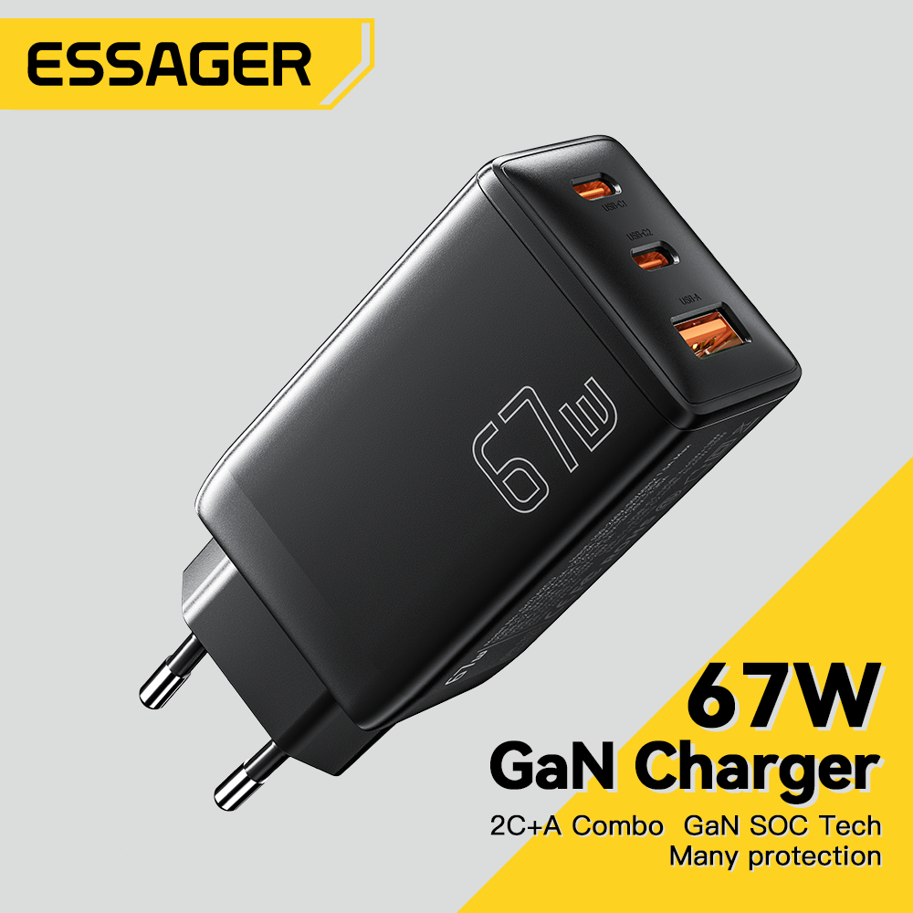 Jual Essager 67W Pengisi Daya Adaptor Perjalanan Cepat GAN PPS Mendukung Pengisian Cepat Ponsel ...