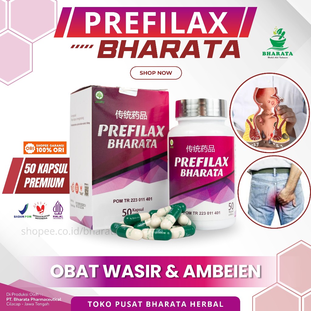 Jual Obat Wasir Ambeyen Ambeien BAB Berdarah Prefilax Bharata Premium ...