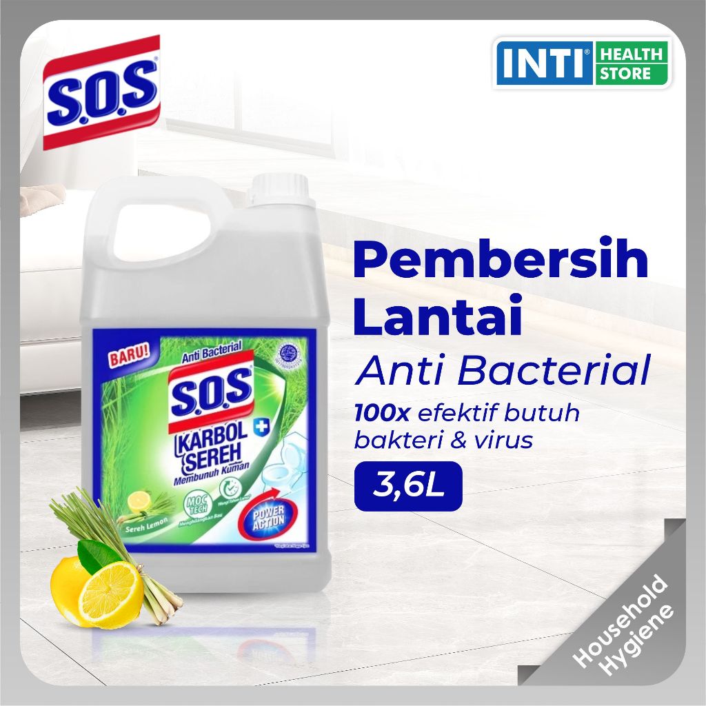 Jual SOS | Karbol Cairan Pembersih Anti Bacterial Sereh Lemon Jerigen 3 ...
