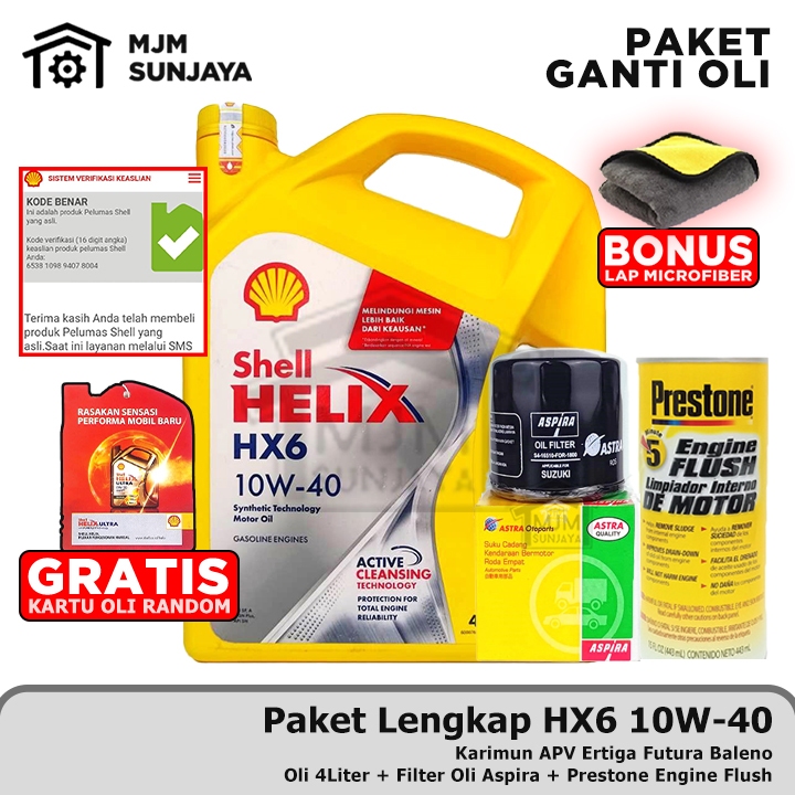Jual [GRATIS FILTER OLI] PAKET LENGKAP Ganti Oli Mesin Shell Helix HX6 ...