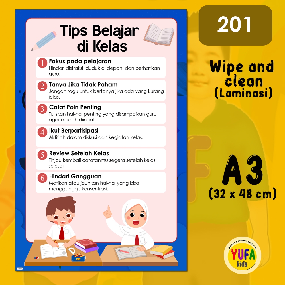 Jual 201 poster tips belajar di kelas - Poster Edukasi Anak - Poster ...