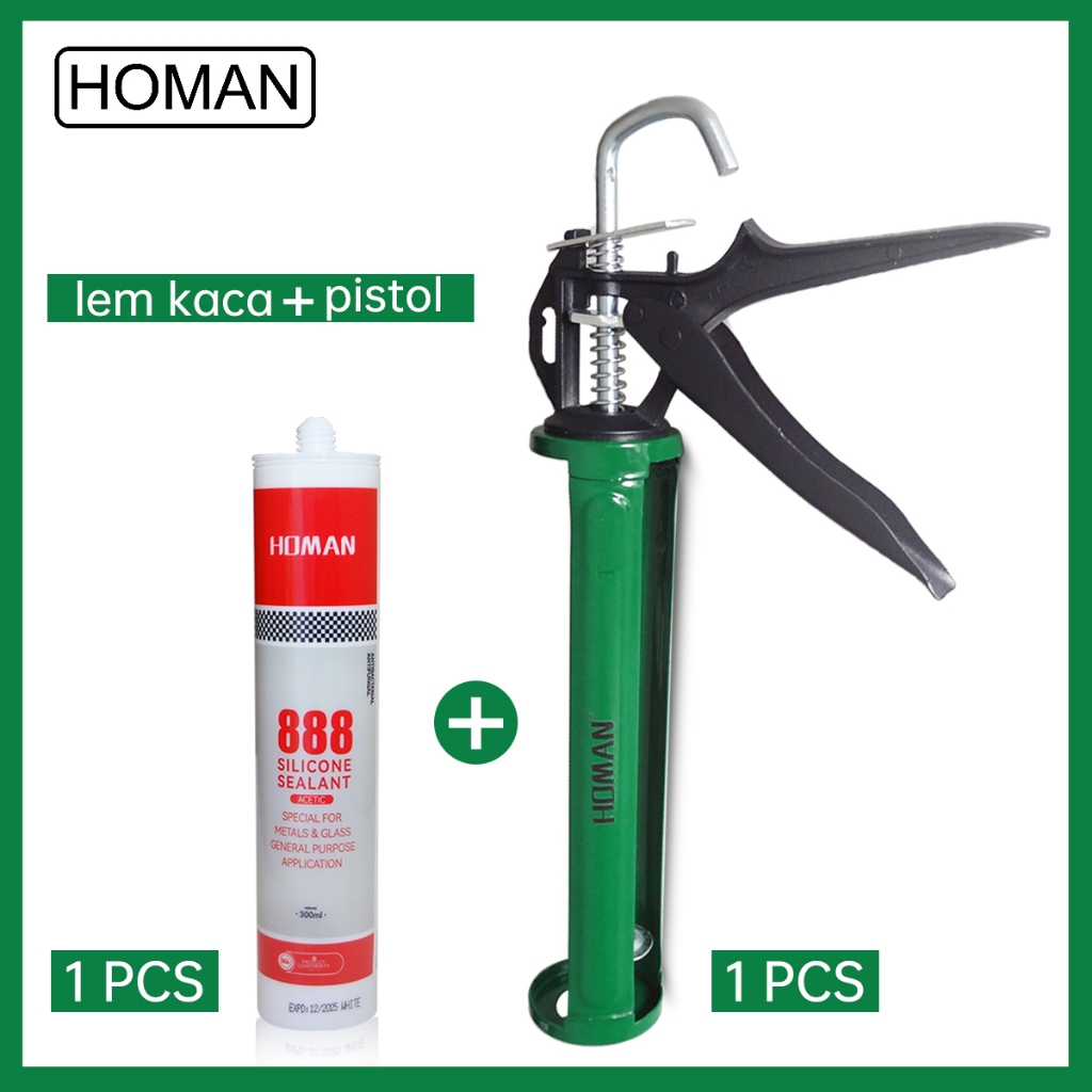 Jual Lem kaca Homan Sealant silikon 300ml + Lem tembak kaca | Shopee ...