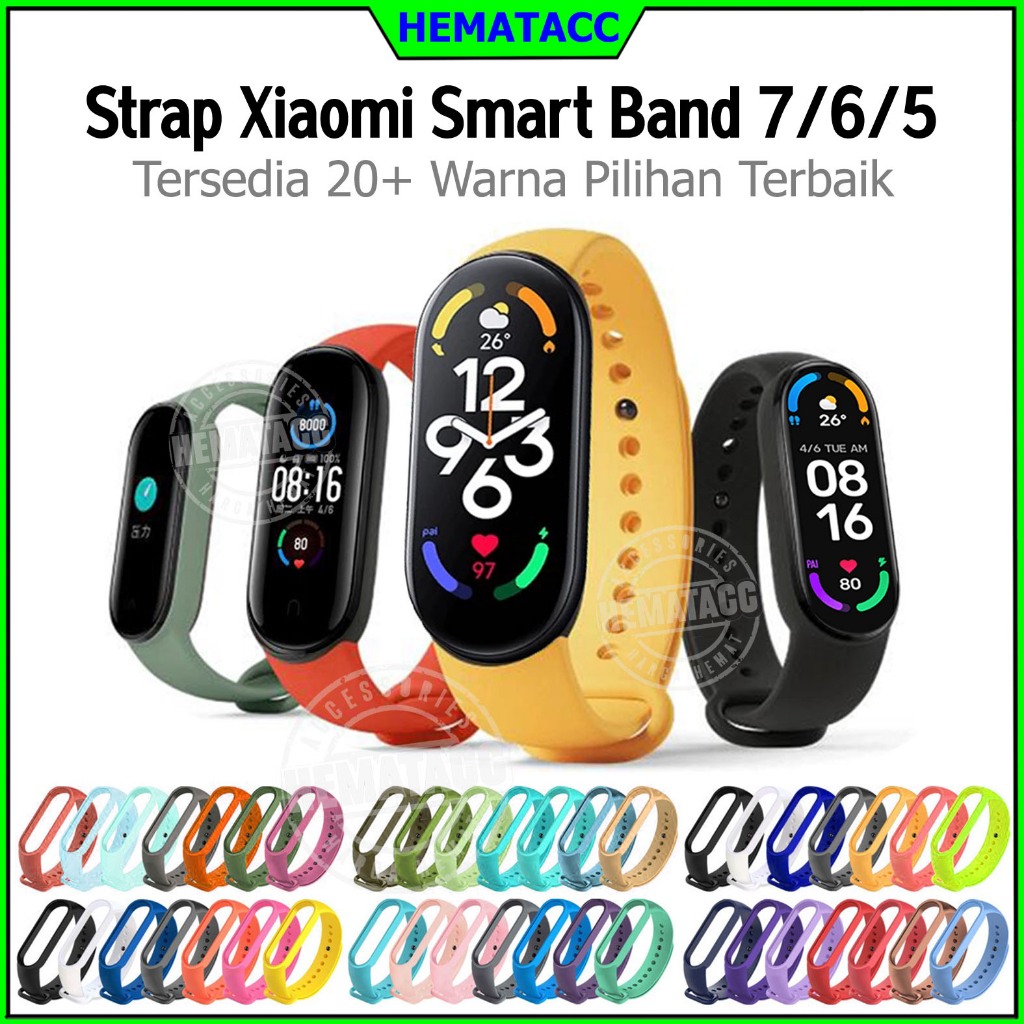 Jual Strap Mi Band 7 6 5 Polos Tali Jam Xiaomi Smart Band 5 6 7 Silicone Hematacc | Shopee Indonesia