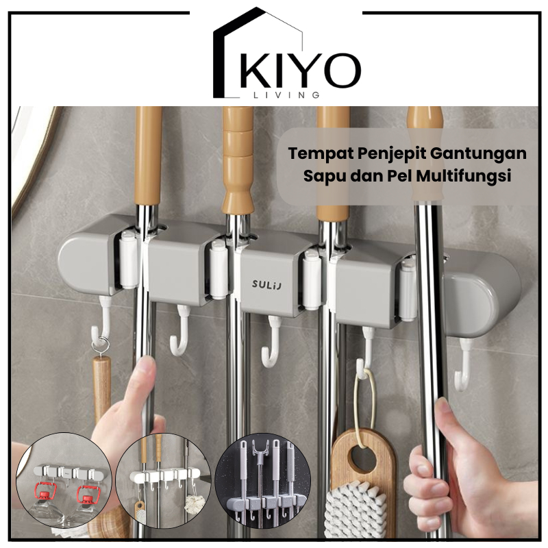 Jual KIYO Tempat Penjepit Gantungan Sapu dan Pel Estetik Multifungsi ...