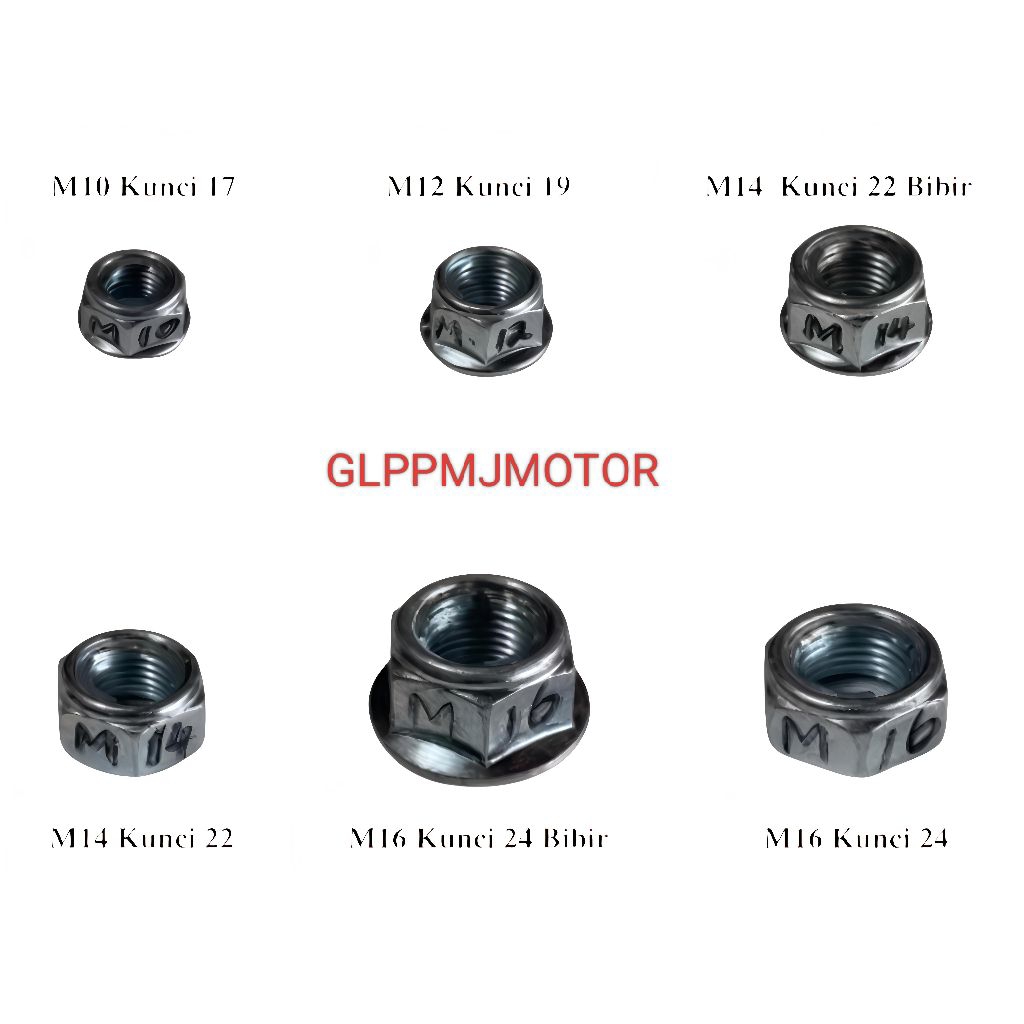 Jual Mur Lock Nut Flange As Roda Depan Belakang M10 M12 M14 M16 M 10 12 ...