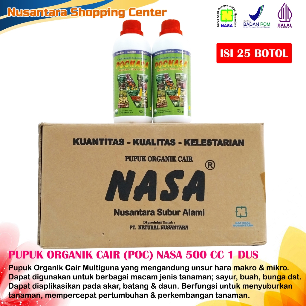 Jual PUPUK ORGANIK CAIR (POC) NASA 500 ML 1 DUS ISI 25 PCS | Shopee ...