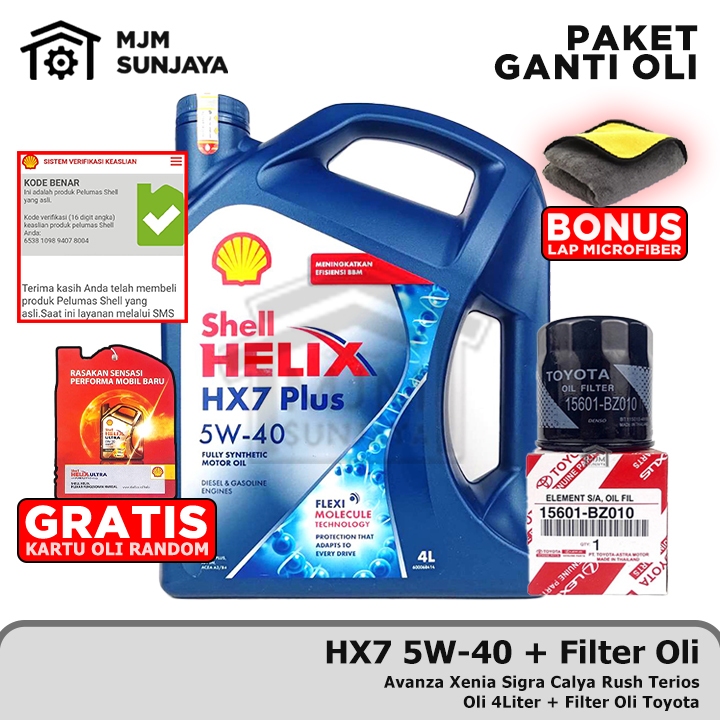 Jual [GRATIS FILTER OLI] PAKET Ganti Oli Mesin Shell Helix HX7 SAE 5W ...
