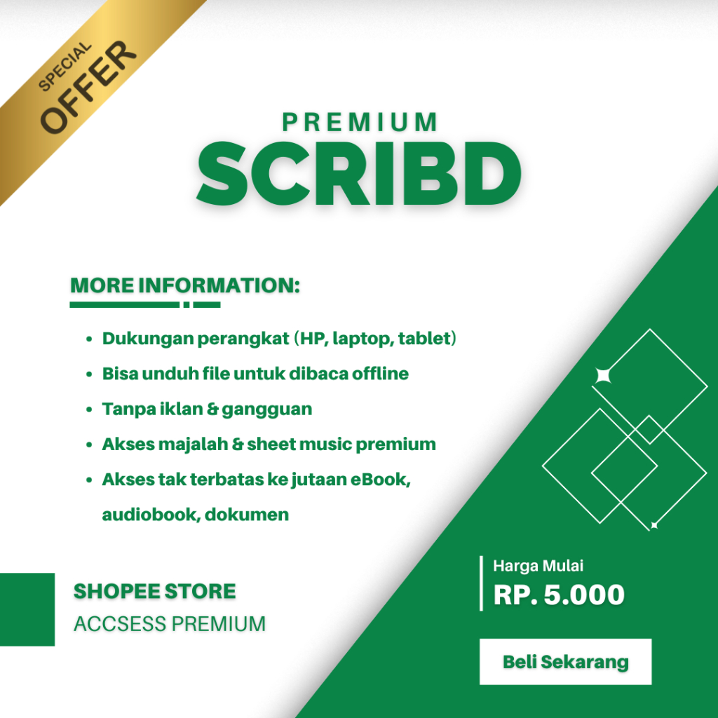 Jual SCRIBD PREMIUM 1 BULAN (UNLOCKED SEMUA FITUR) | Shopee Indonesia