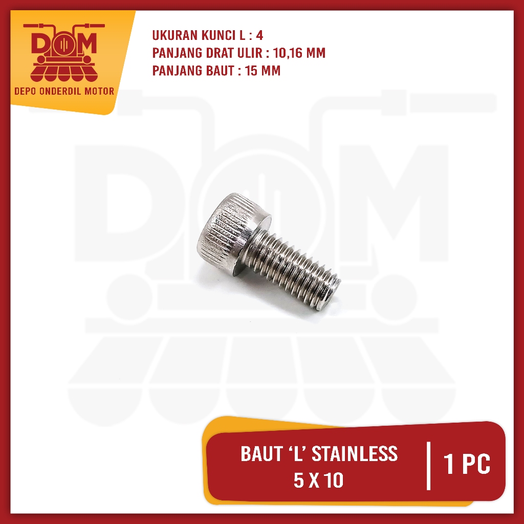 Jual Baut 'L' Stainless 5 X 10 Harga Per Pcs (PSP) Baud Stanlis Baut 8 ...