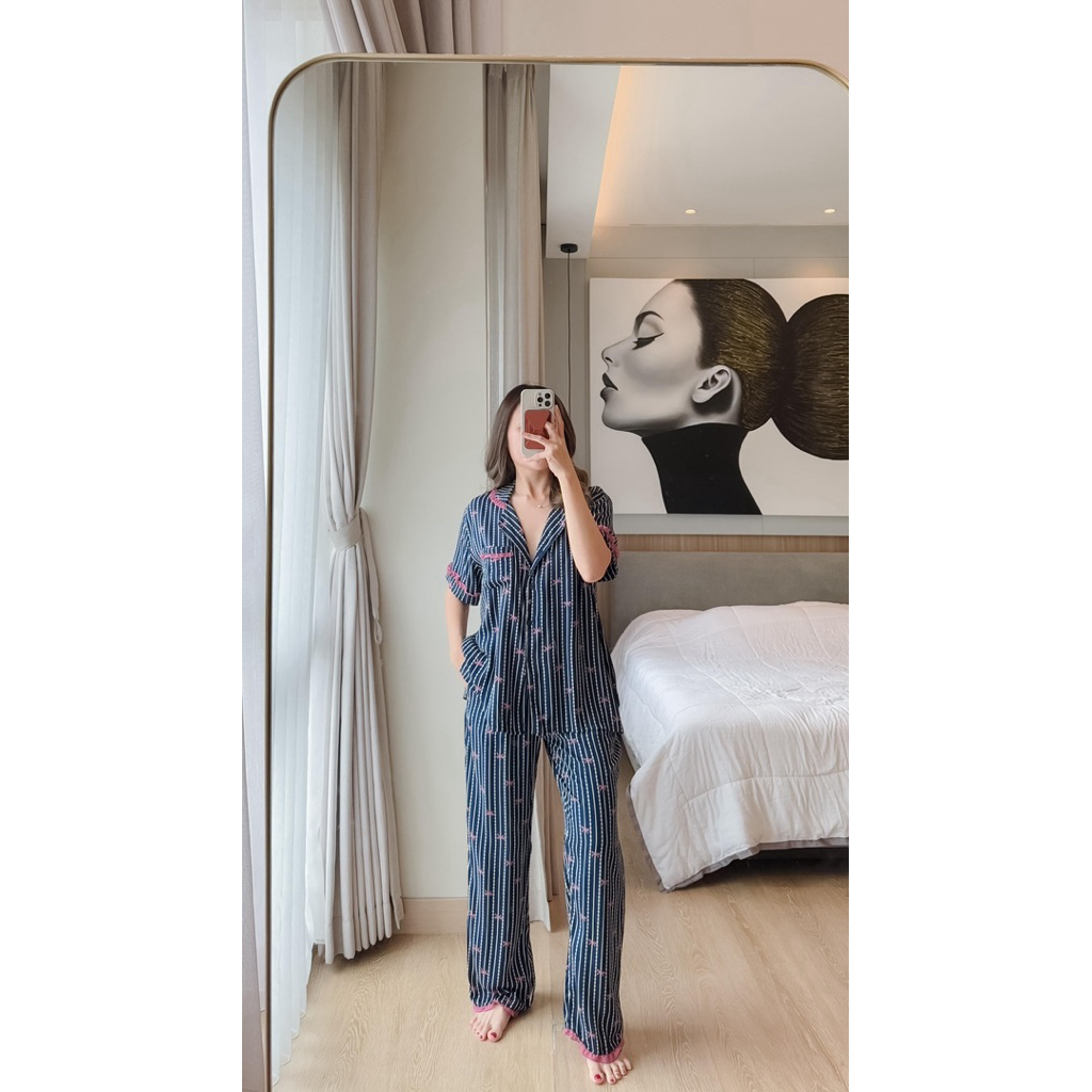 Jual piayama motif pita navy | Shopee Indonesia