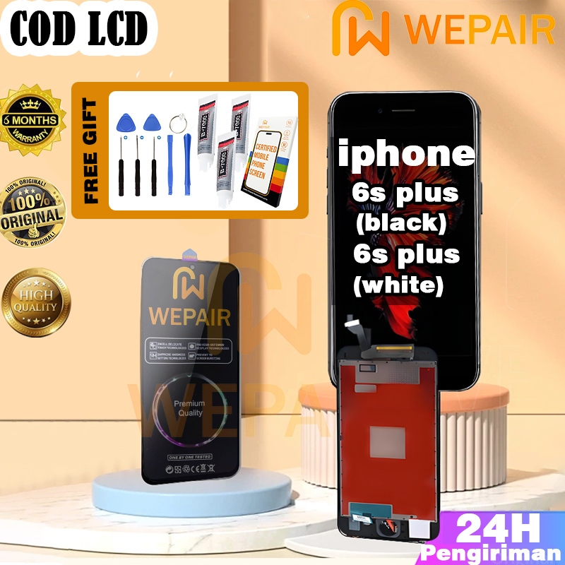 Jual LCD IP 6S PLUS white/Black Fullset Komplit ori asli WEPAIR+Ready ...