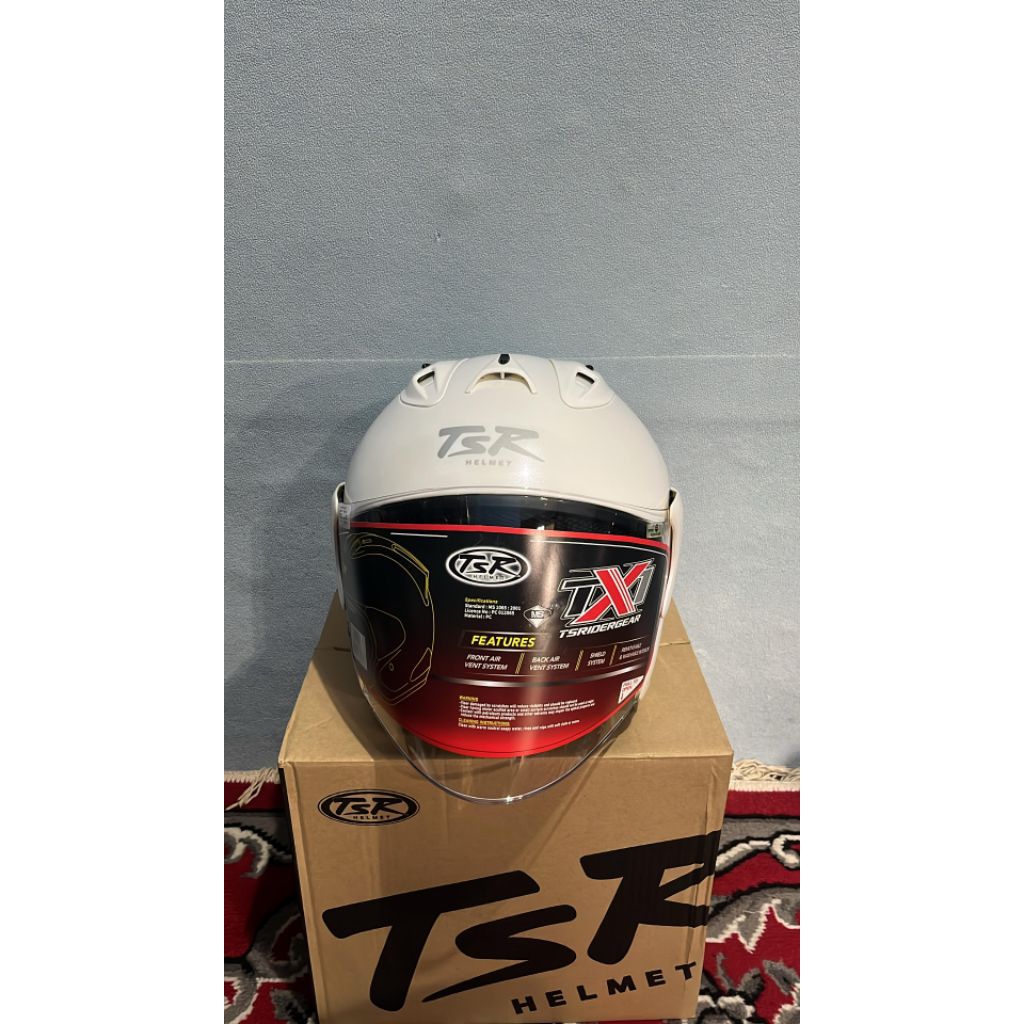 Jual HELM TSR TX1 PUTIH WHITE GLOSSY | Shopee Indonesia