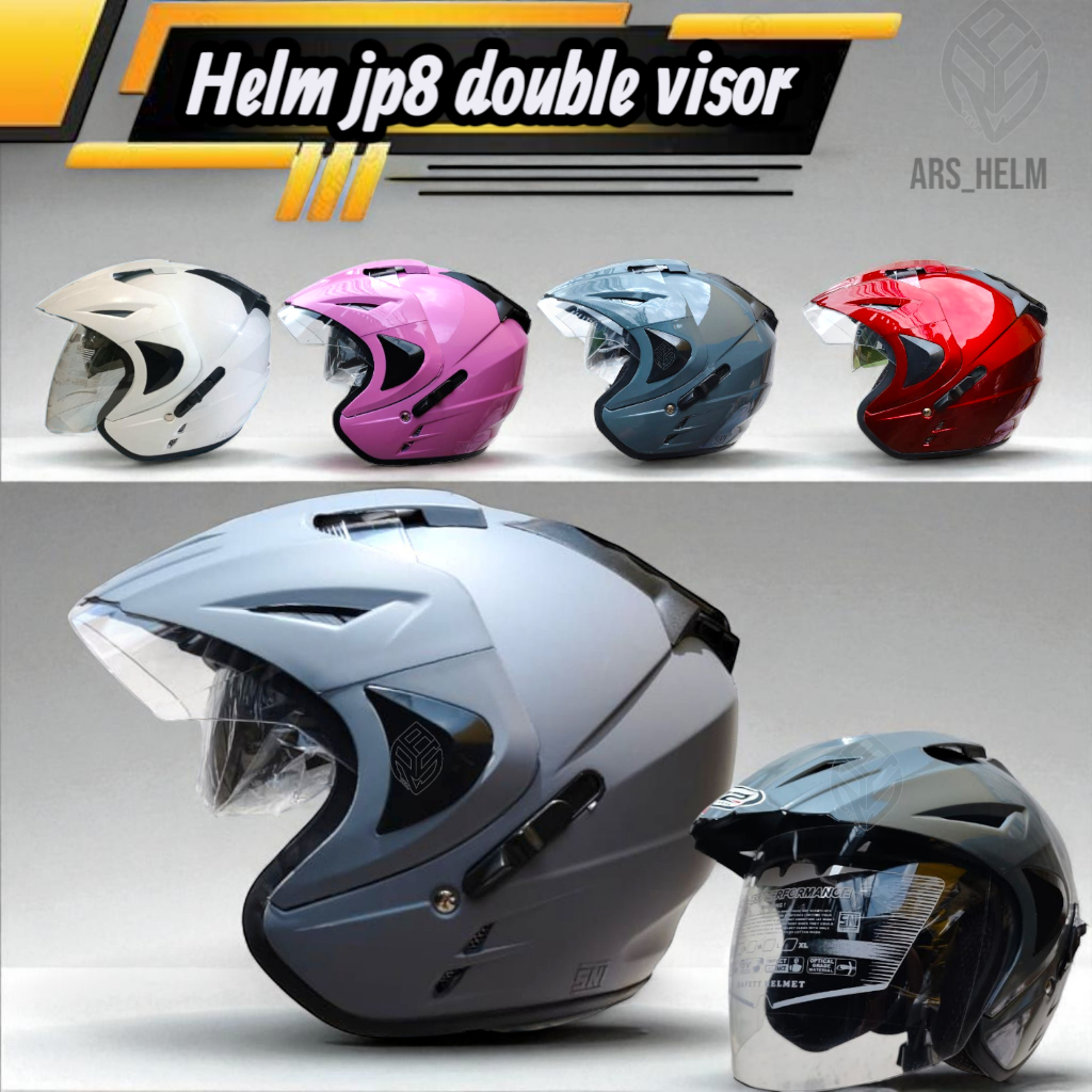 Jual Helm half face double visor JP8 model ink T1 (bisa cod) | Shopee ...