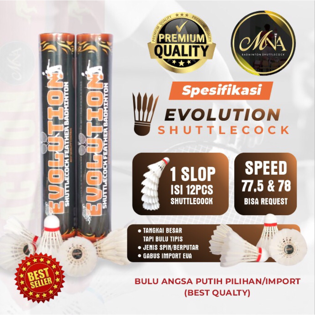 Jual MNA EVOLUTION SHUTTLECOCK HITAM | Shopee Indonesia