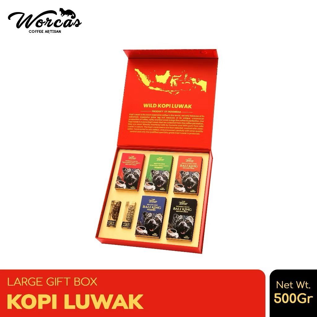 Jual WORCAS Wild Kopi Luwak Large Gift Box 500gr | Shopee Indonesia