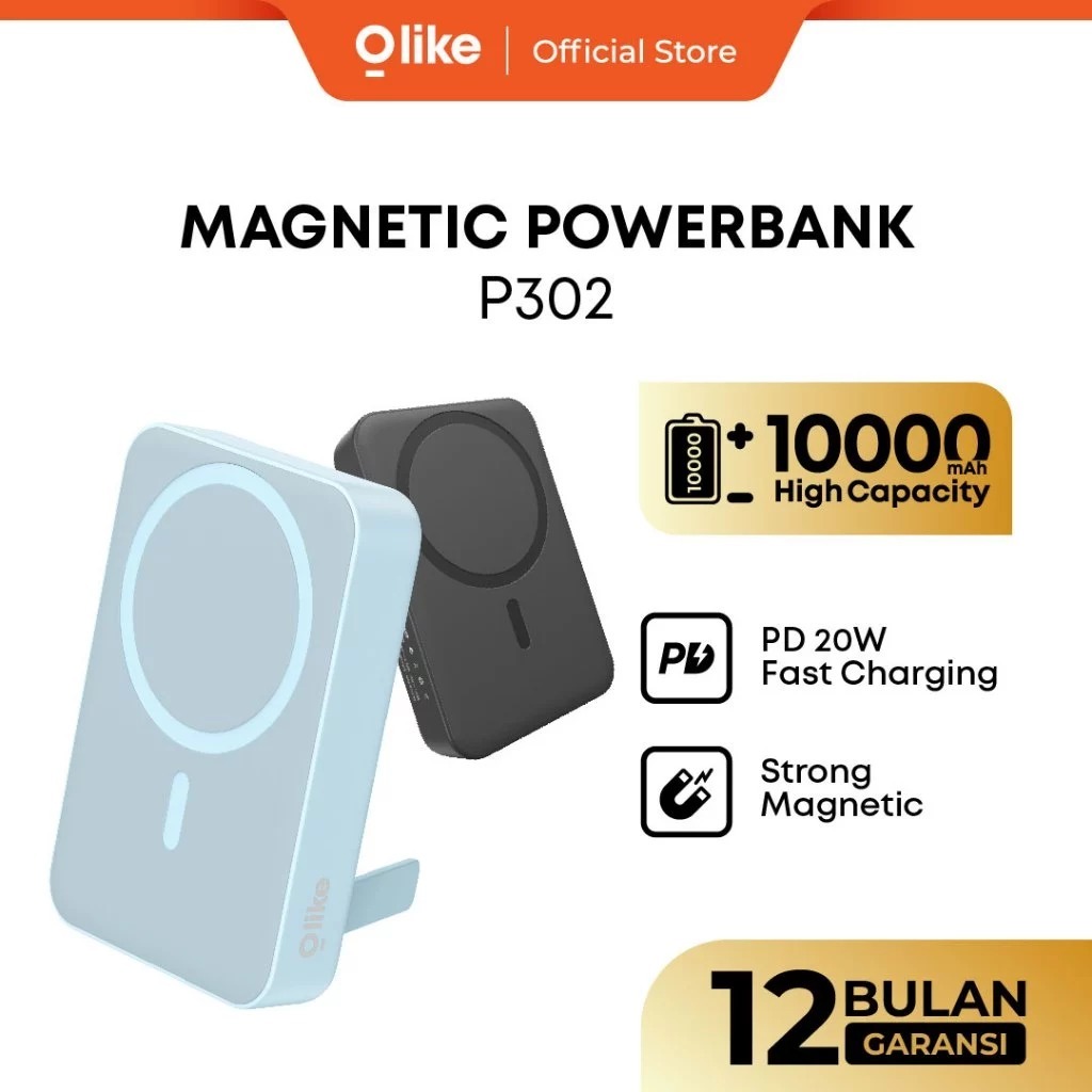 Jual Olike Powerbank P302 10000mAh Magnetic Wireless Quick Charge PD 20W Fast Charging Original ...