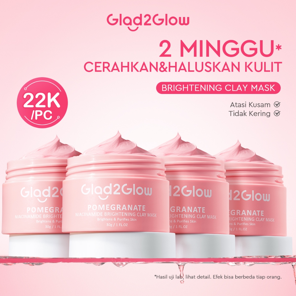 Jual [100%ORI] Glad2Glow Pomegranate Niacinamide Brightening Clay Mask Acid Acne Clay Stick ...