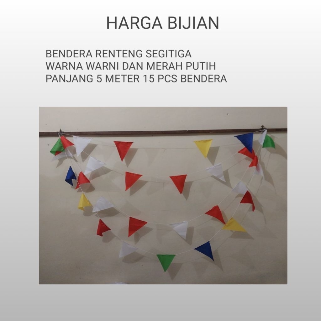 Jual BIJIAN 5 METER BENDERA RENTENG SEGITIGA WARNA WARNI DAN MERAH PUTIH | Shopee Indonesia
