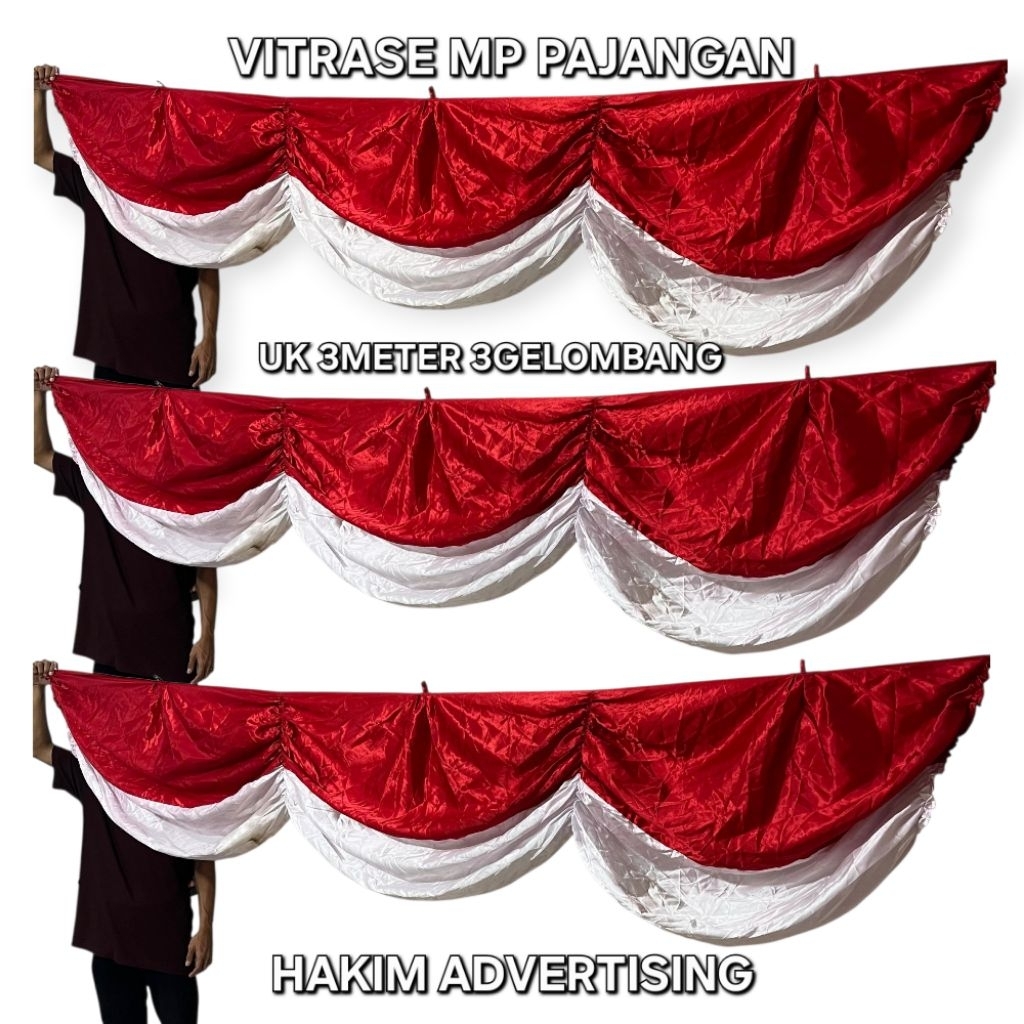 Jual VITRASE MERAH PUTIH UK 1METER 1GELOMBANG READY STOCK | Shopee ...