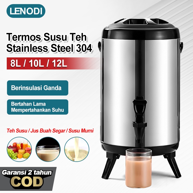 Jual Lenodi/ Steel SUS304 8L/10L/12L Termos Milk Tea Bucket Jumbo ...