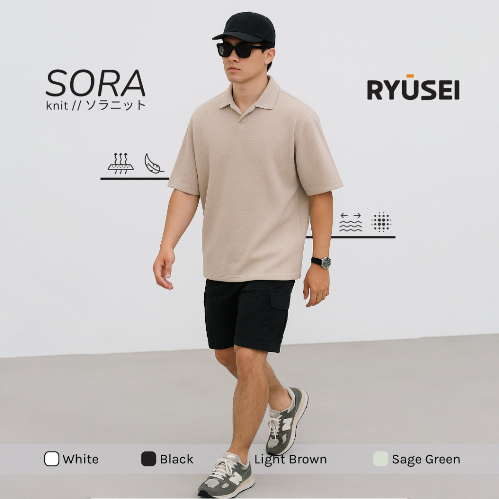 Jual Ryusei Polo Pria Oversize SORA Knit - Polo Knit Kasual Harian | Shopee Indonesia
