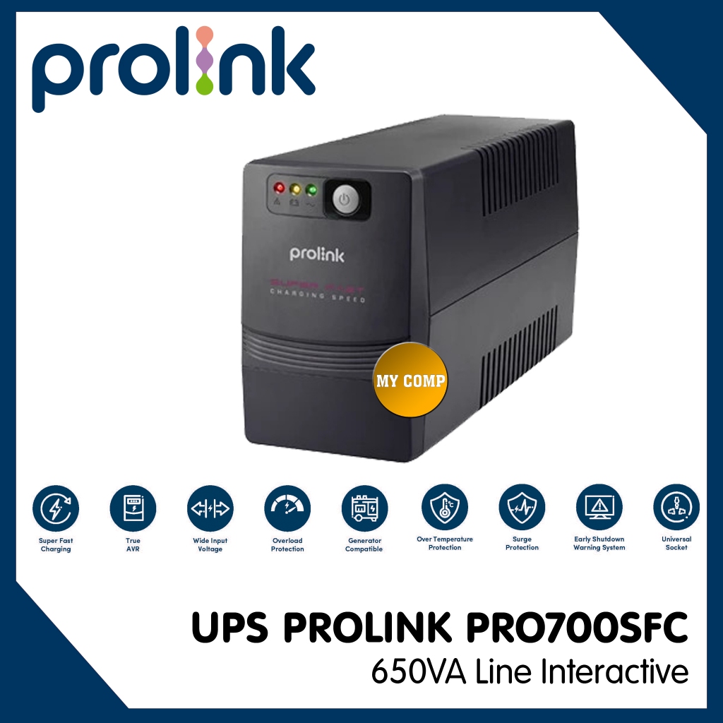 Jual UPS Prolink PRO700SFC 650VA Super Fast Charging Line Interactive ...