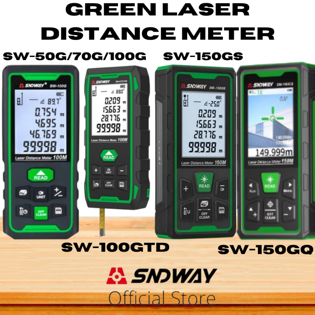 Jual SNDWAY Meteran Digital Green Laser Hijau Outdoor Distance Meter 50 ...