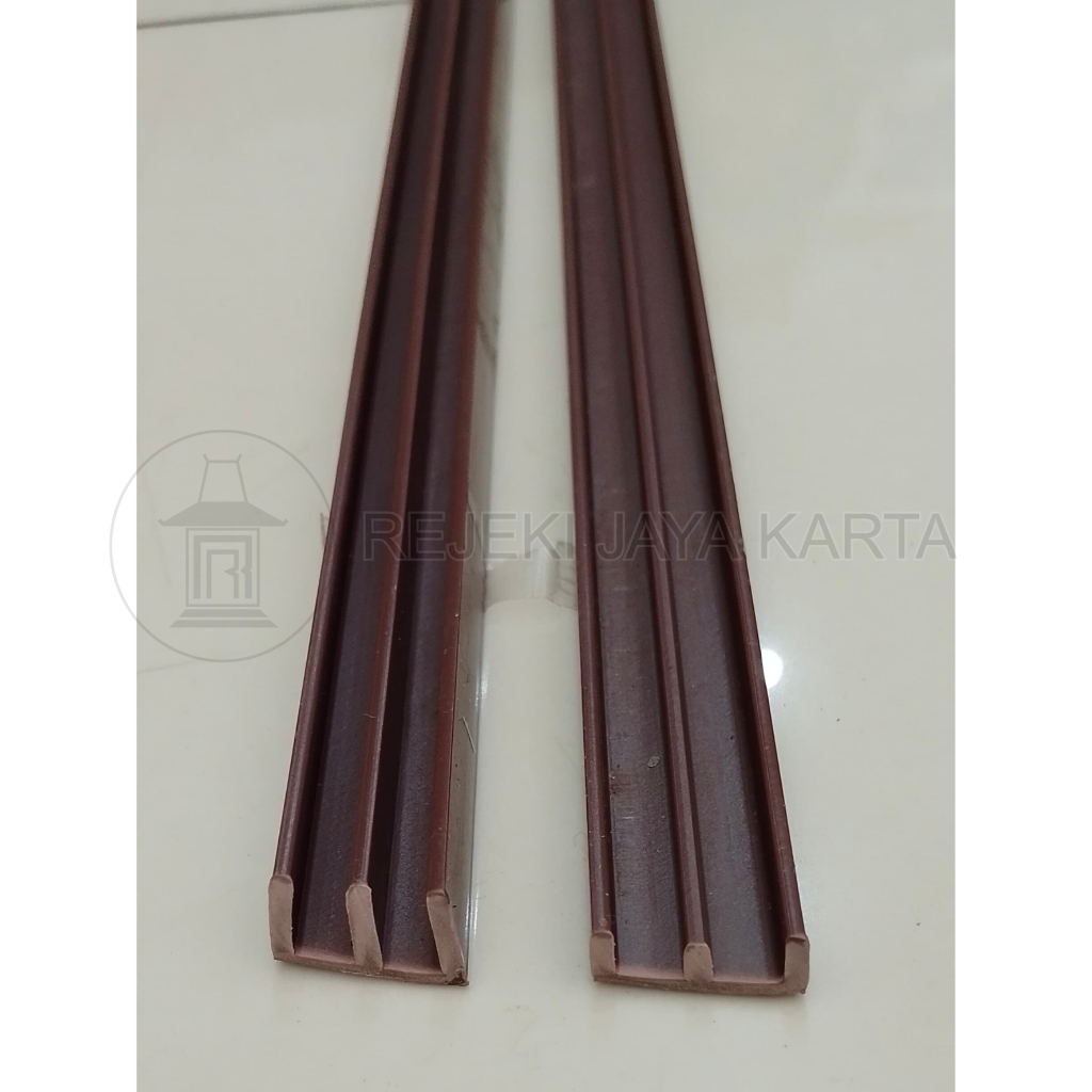 Jual Rel Kaca Sliding Geser Plastik Panjang 2 Meter Atas+Bawah Coklat ...