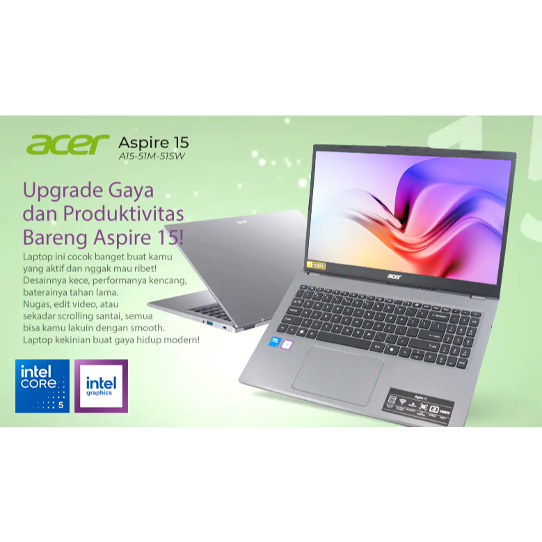 Jual LAPTOP GAMING Acer Aspire 15 A15-51M-51SW - Intel Core 5 120u ...