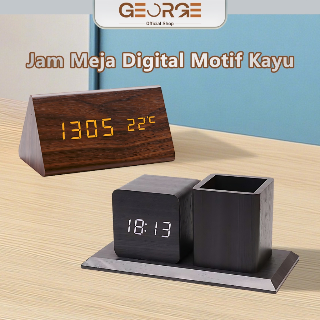 Jual Jam Meja Digital Motif Kayu Digital Led Weker / Desain Wood Alarm ...