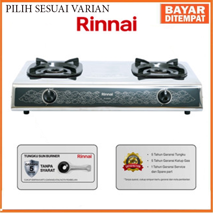 Jual Kompor Rinai 2 Tungku RI-522SS Body Stainless Steel Burner Api ...