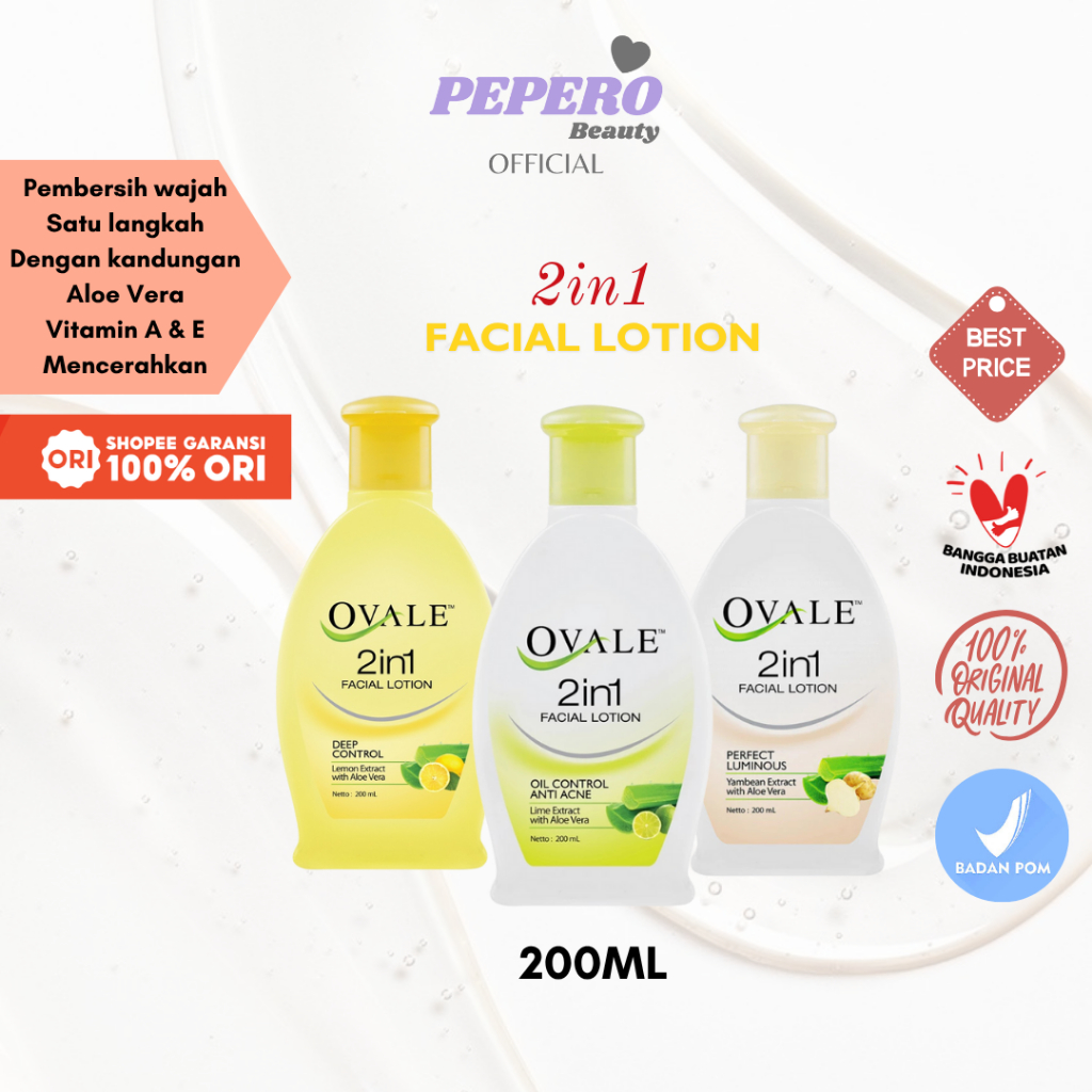 Jual OVALE Facial Lotion Botol 200ml /Lemon/Anti Acne/Bengkoang ...