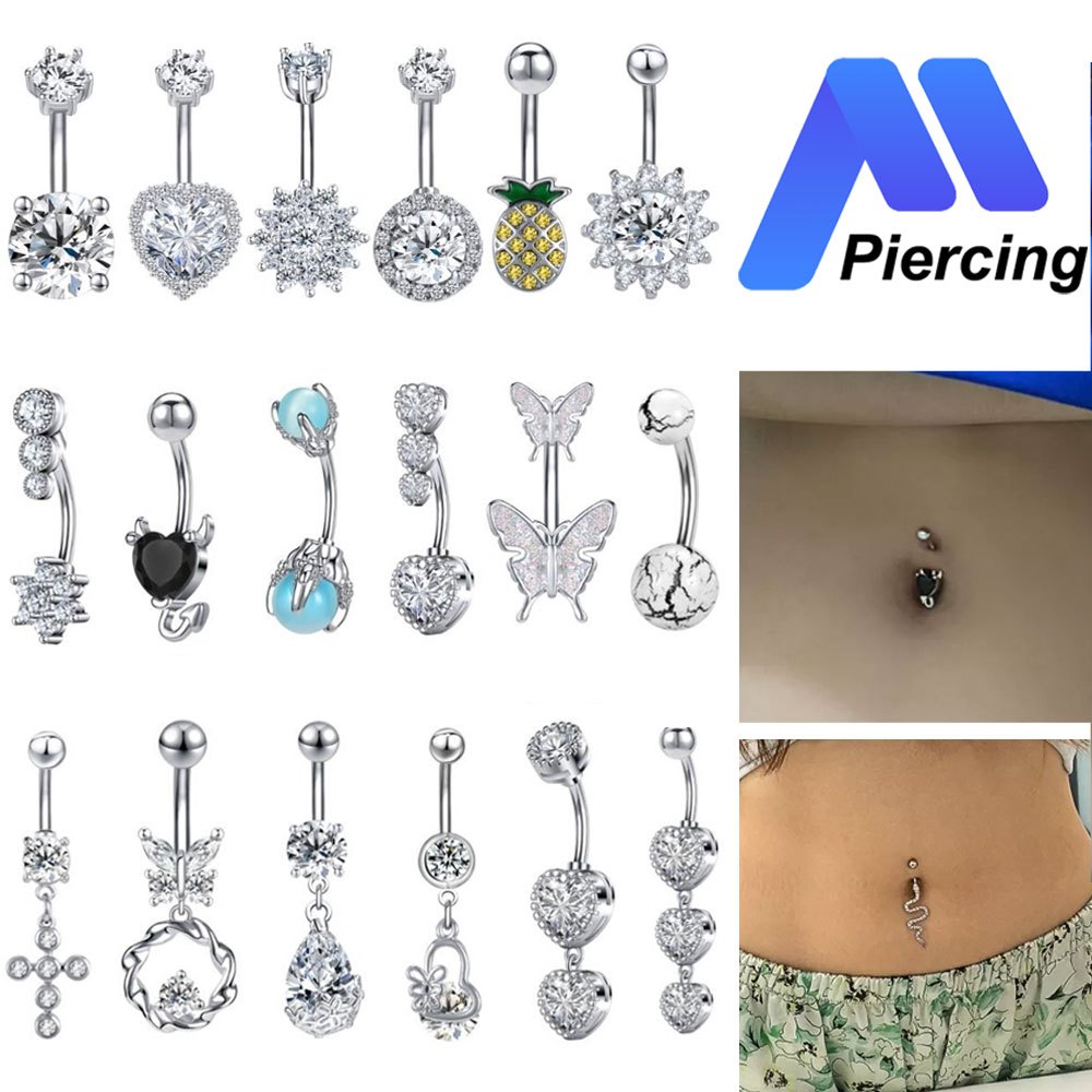 Jual 1 Buah 316L Stainless Steel Anting Pusar Tindik 14G Anting ...