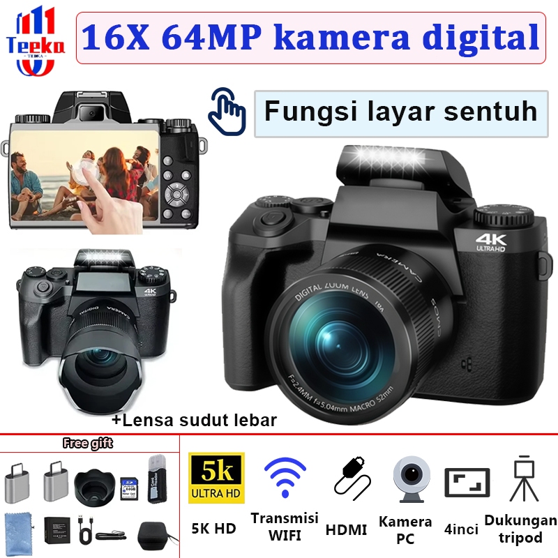 Jual TEEKA [W5] 64MP WiFi Kamera Digital Layar Sentuh 4 inci 4K Video ...