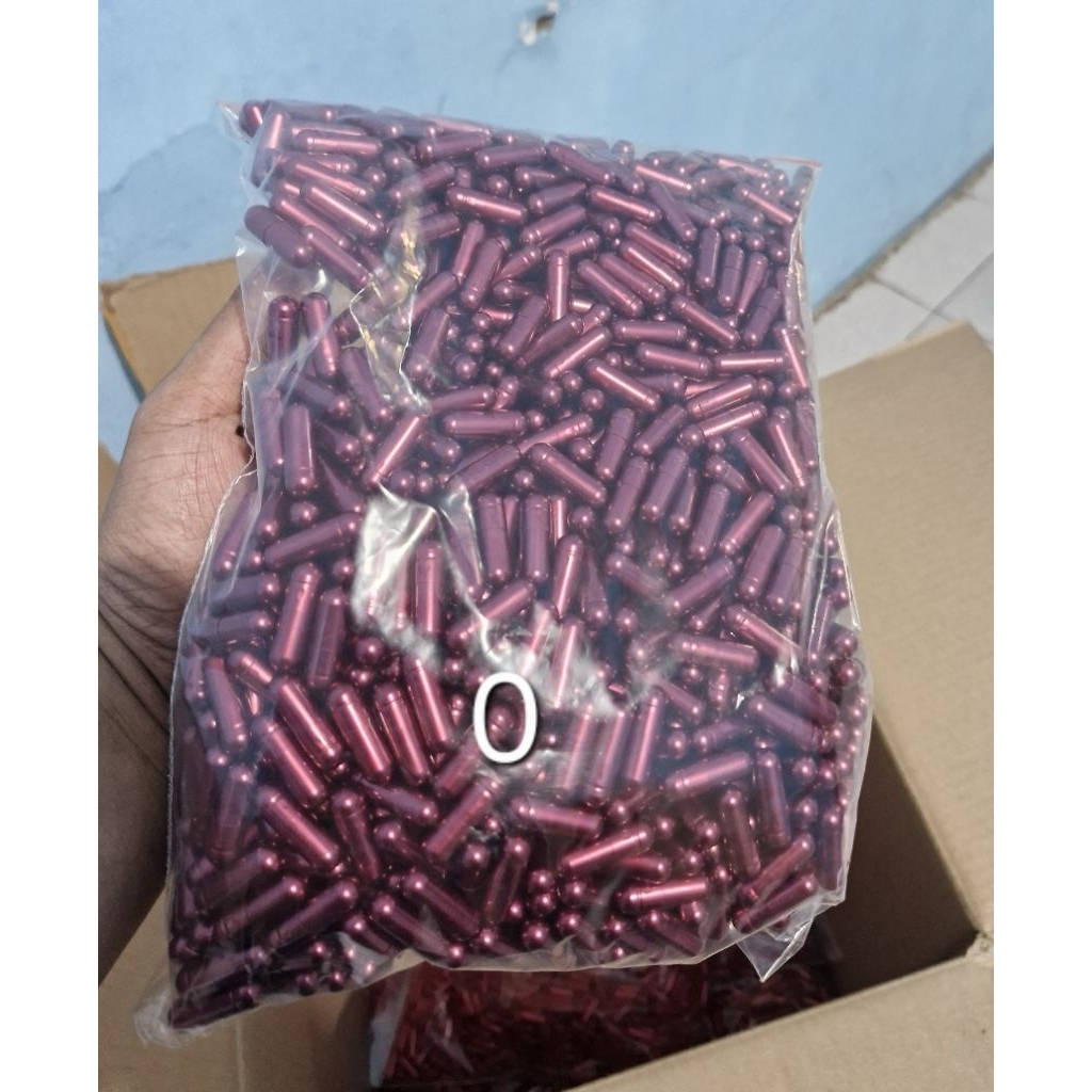 Jual kapsul kosong ukuran 0 / cangkang kapsul No 0 merah maroon metalik ...