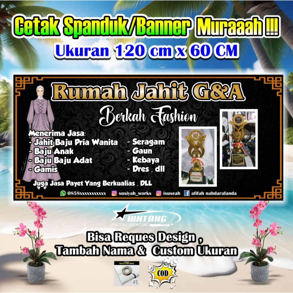 Jual Spanduk Banner Jahit Ukuran 120 cm x 60 cm | Shopee Indonesia