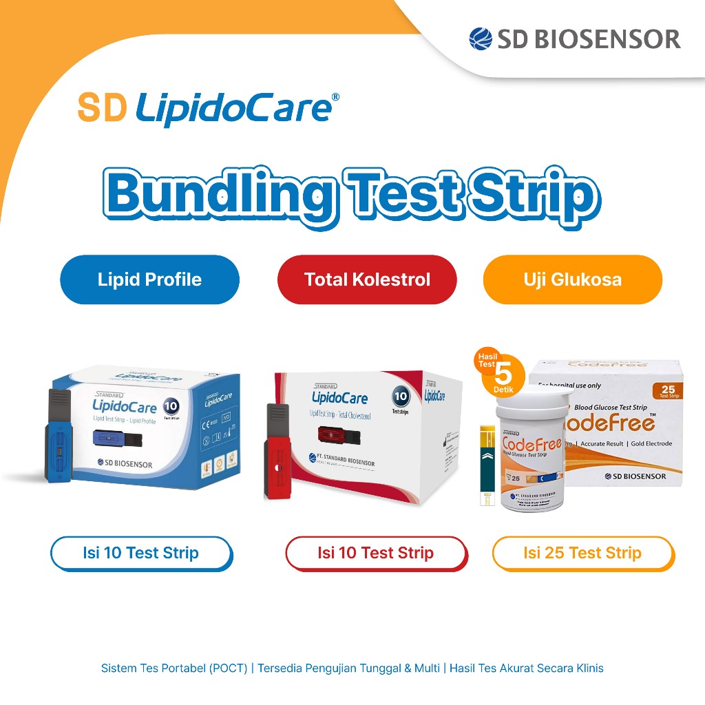 Jual SD BIOSENSOR Lipid Profile Test Strip isi 10 pcs + Total ...