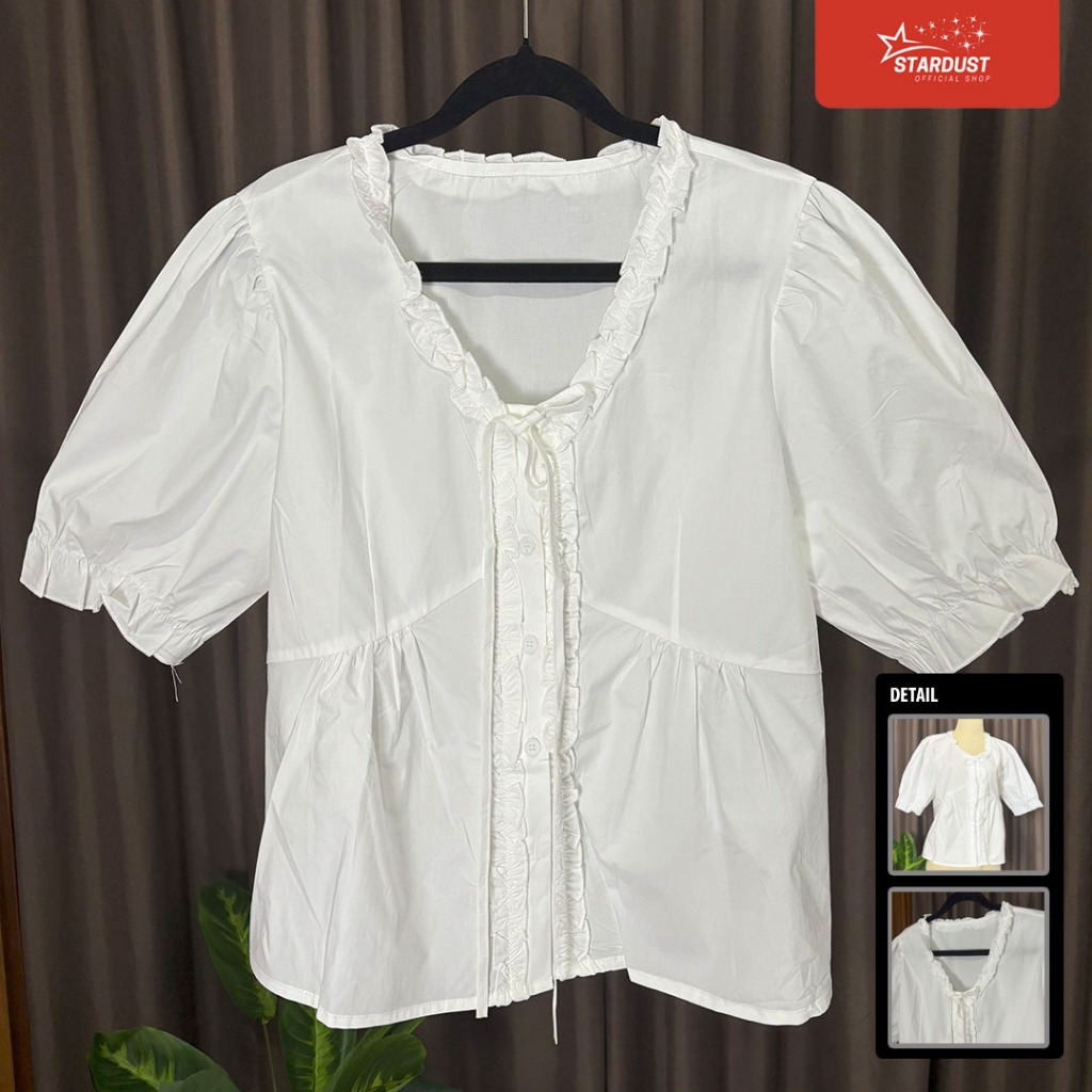 Jual Stardust - Baju Satin Emboss Pearl Blouse | Shopee Indonesia