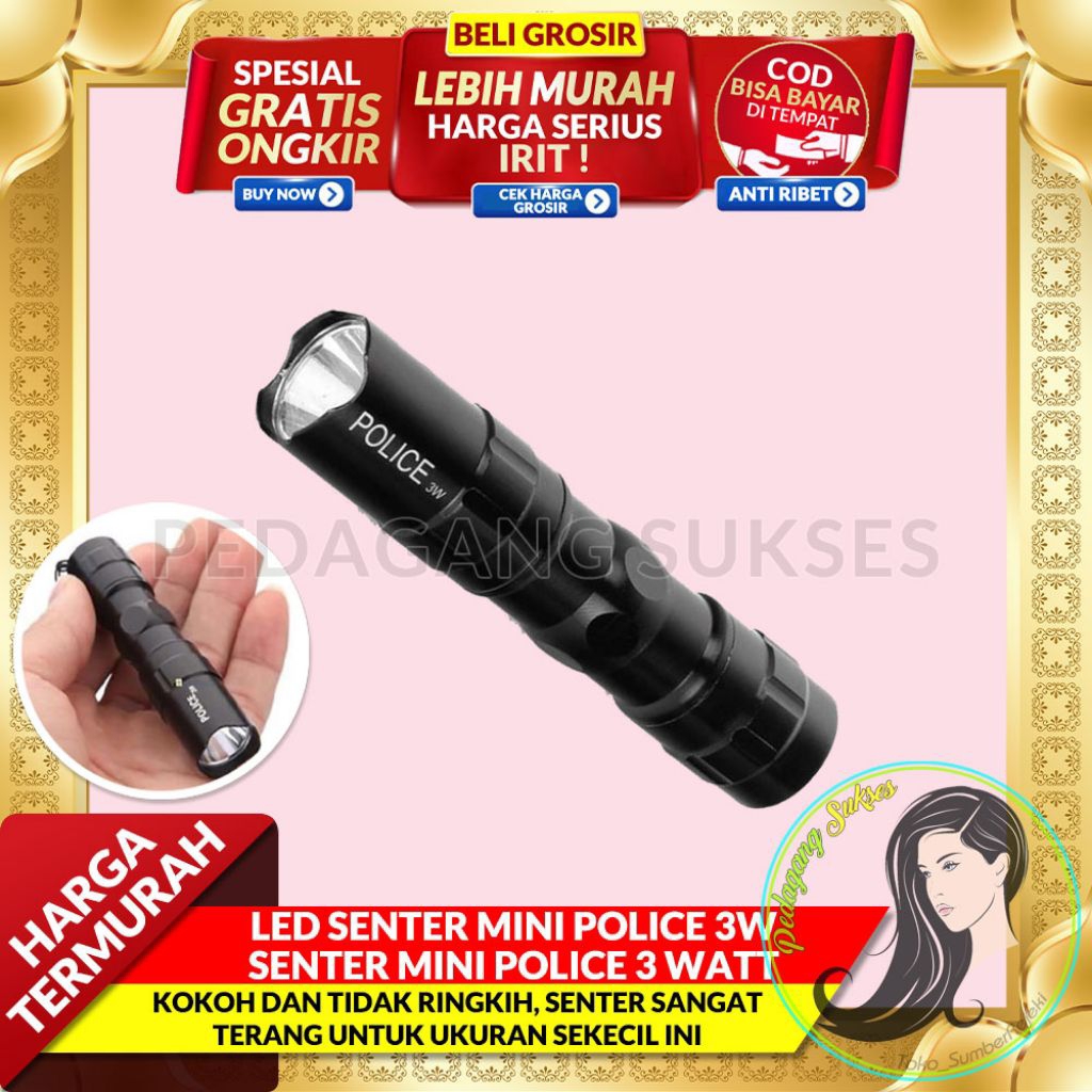 Jual GROSIR PASTI MURAH LED SENTER MINI POLICE 3W senter mini police 3 ...
