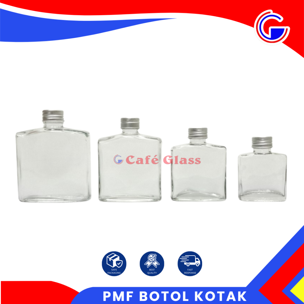 Jual Botol Kotak Kaca Bening - Botol Minuman Packaging Unik Dengan ...