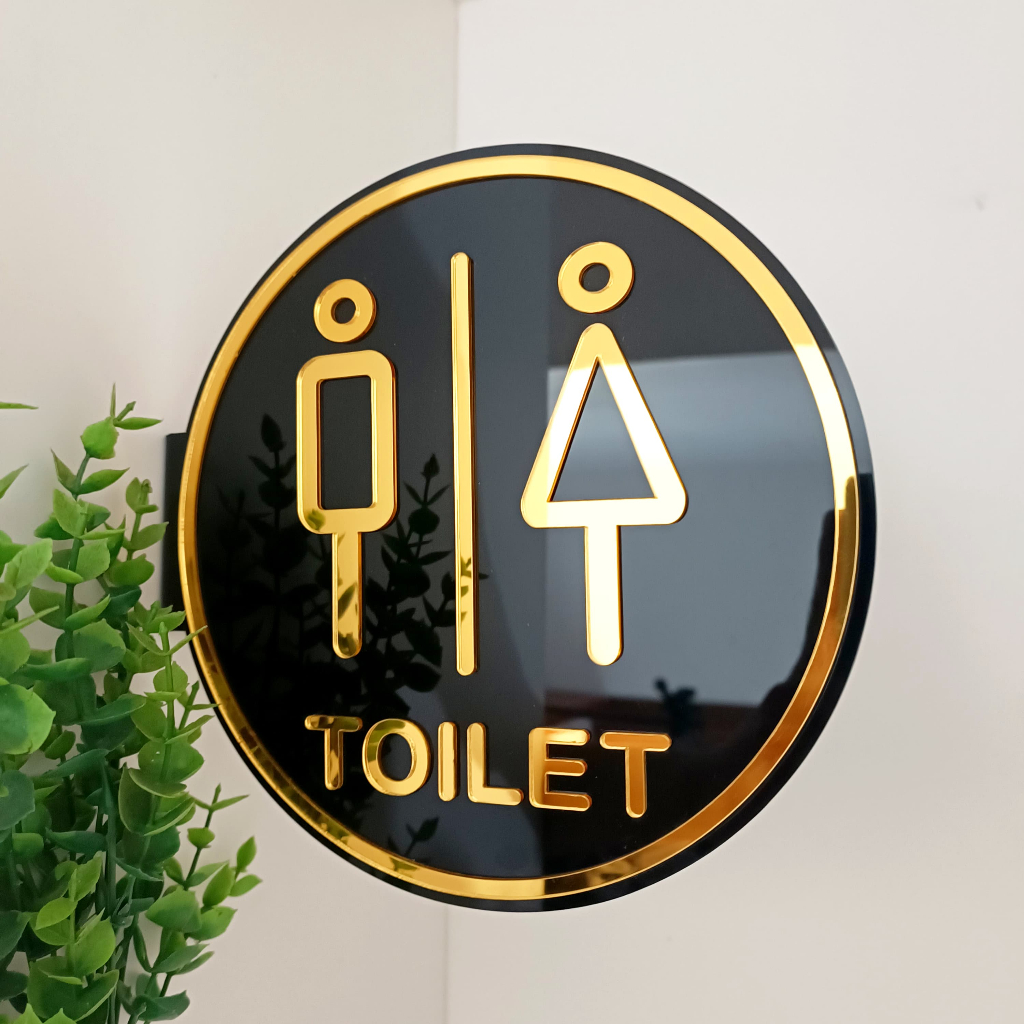 Jual Sign Board Toilet Akrilik GOLD Timbul 2 sisi Penanda Ruangan ...